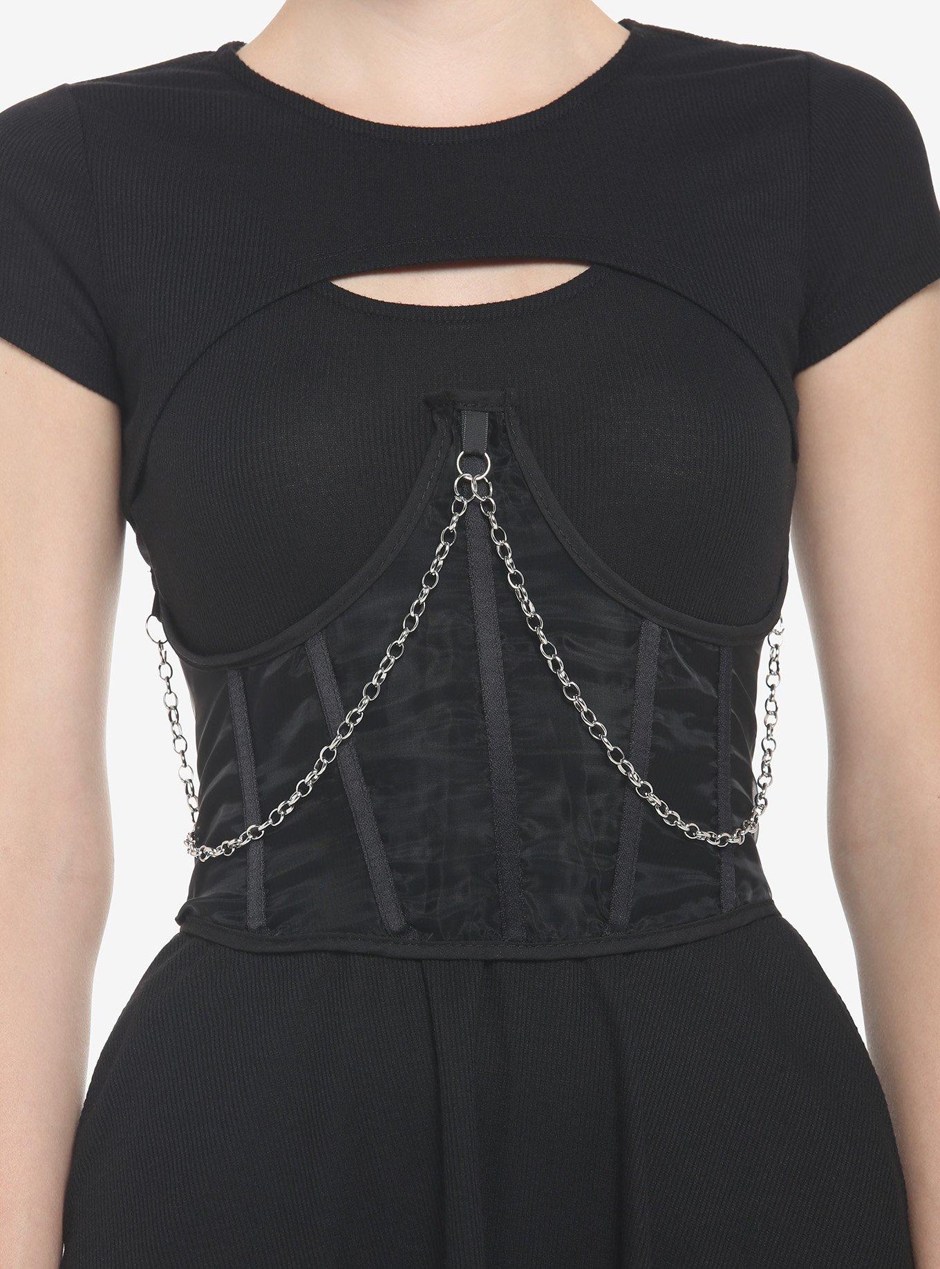 Black Mesh Chain Underbust Corset Hot Topic