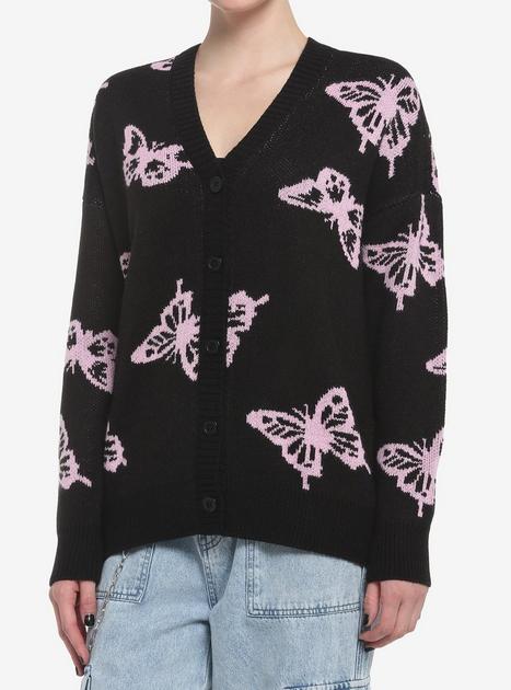 Black & Pink Butterfly Girls Cardigan | Hot Topic