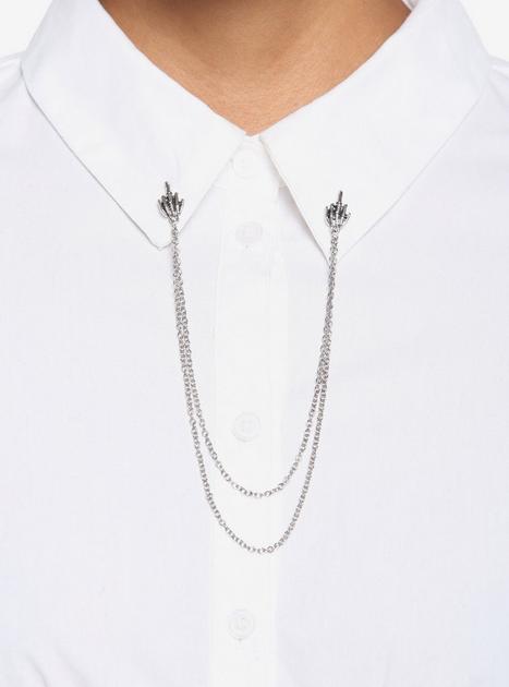 Skeleton Hand Chain Collar Pins | Hot Topic