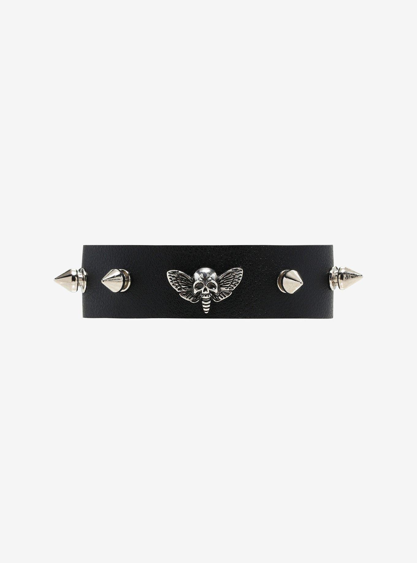 Moth Skull Spiked Cuff Bracelet | Hot Topic