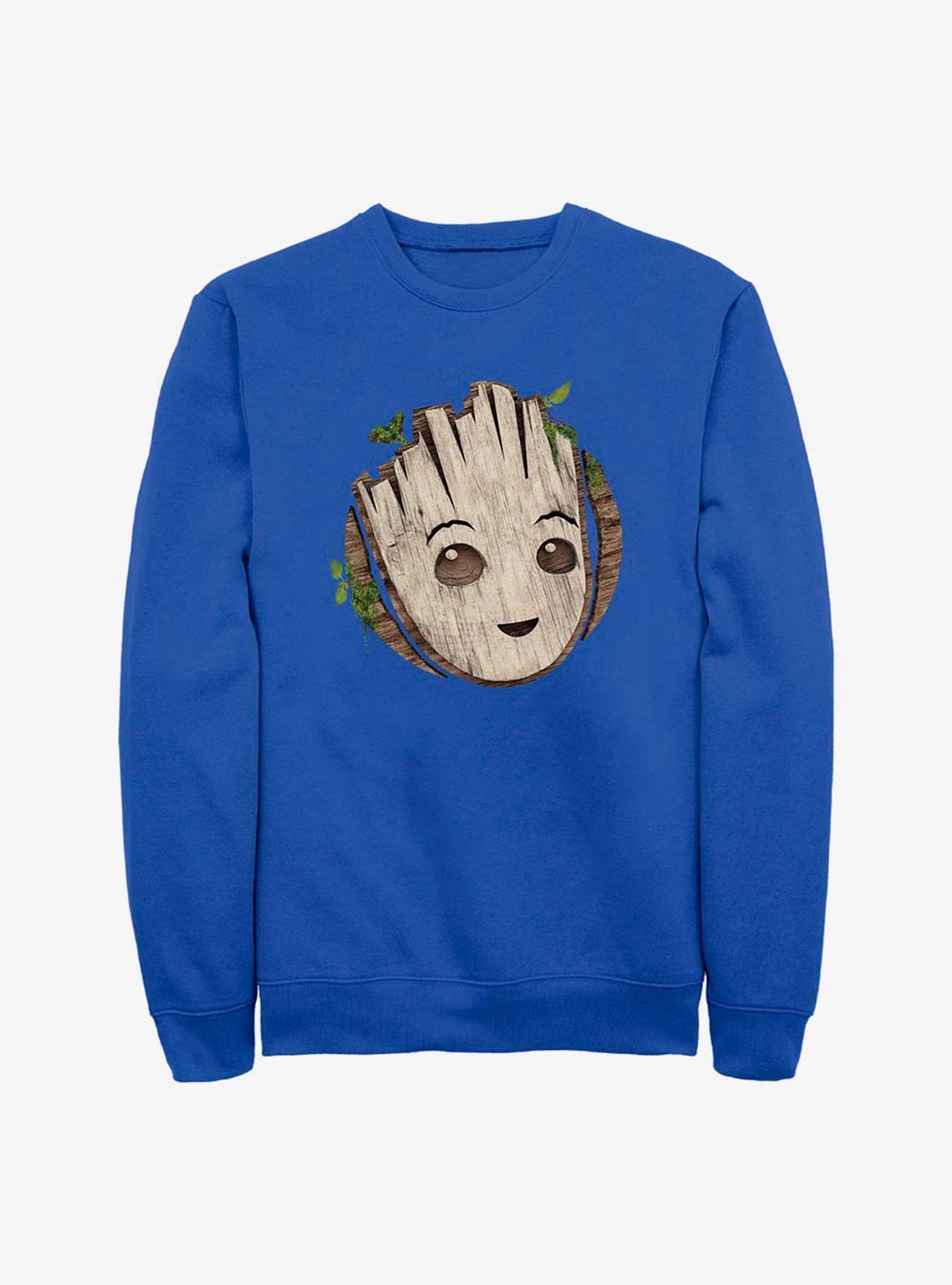 Marvel Guardians Of The Galaxy Groot Head Sweatshirt Blue Hot Topic