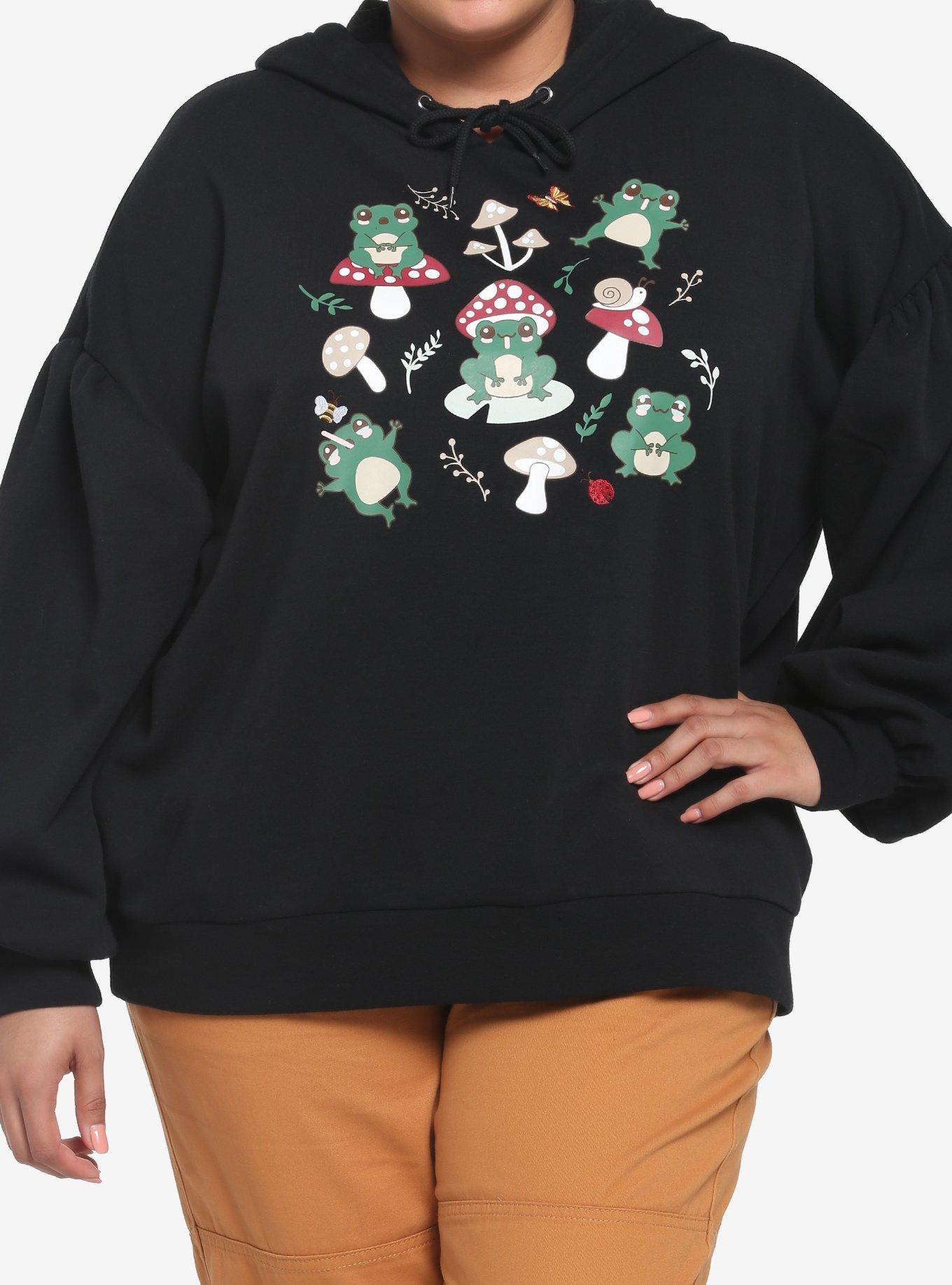 Black Kawaii Frogs Girls Hoodie Plus Size Hot Topic