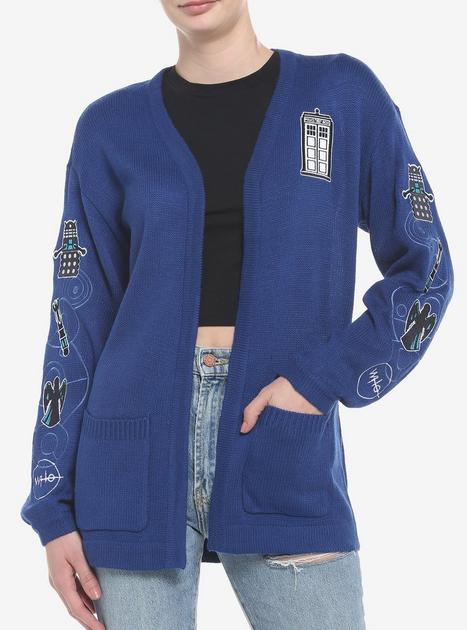 Her Universe Doctor Who Icon Embroidered Girls Open Cardigan | Hot Topic