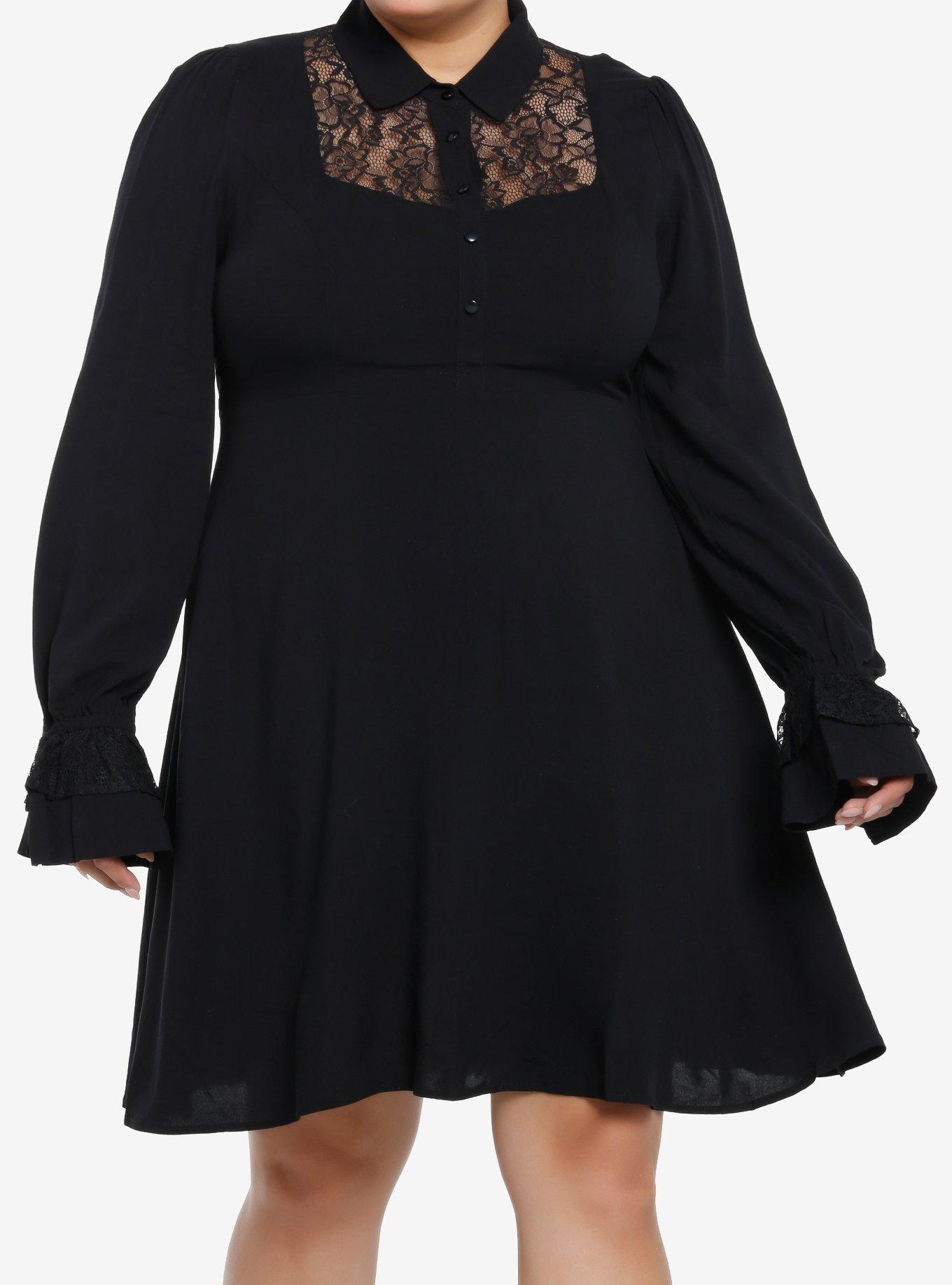Black Lace Collared Dress Plus Size | Hot Topic