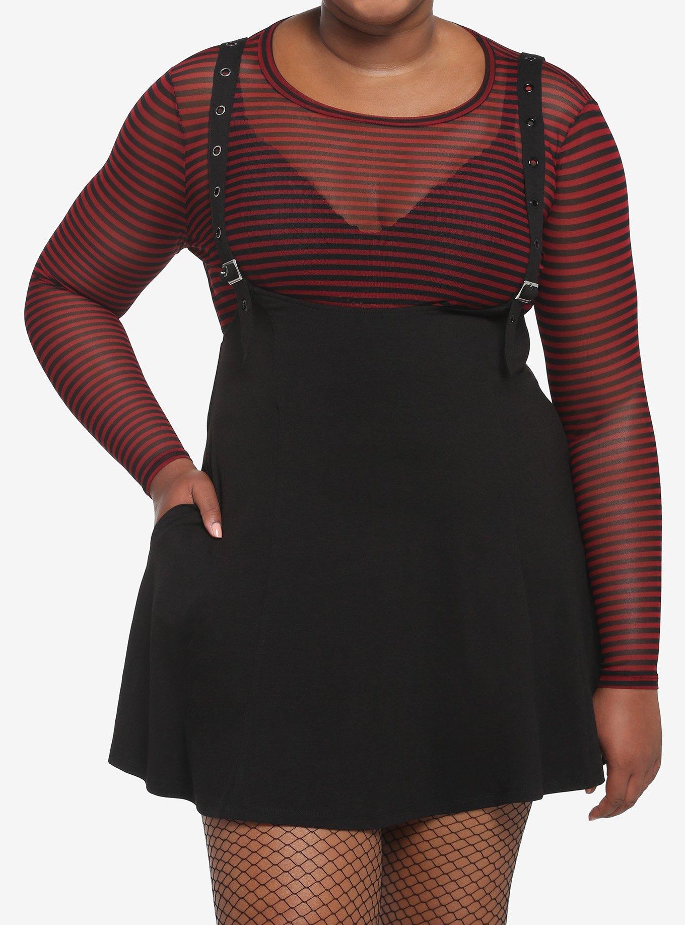 Black Grommet High Waisted Suspender Skirt Plus Size Hot Topic