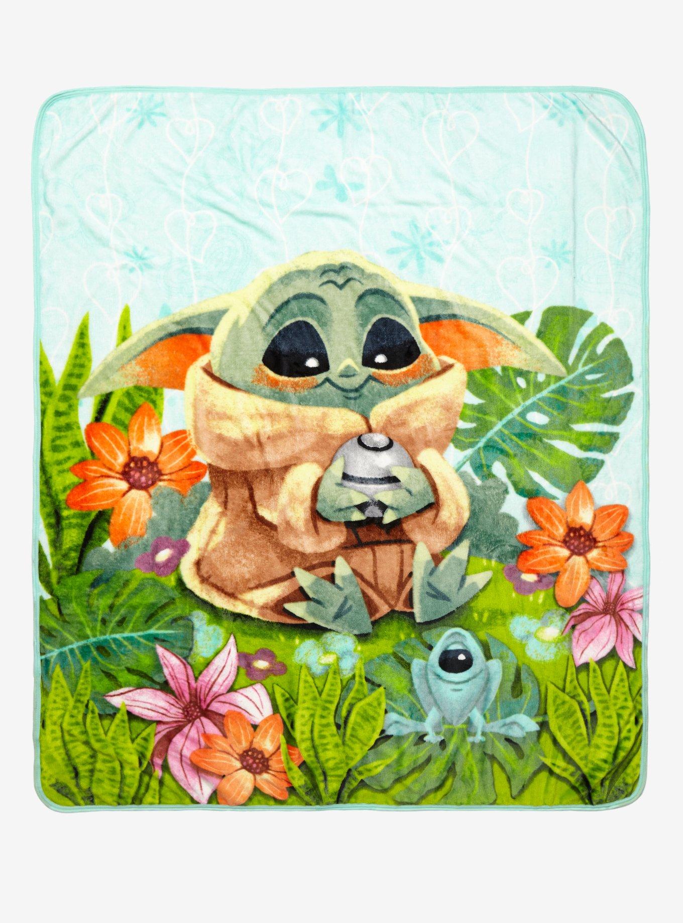 Star Wars The Mandalorian Grogu & Frog Floral Throw - BoxLunch ...