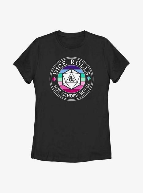 Dungeons And Dragons Dice Rolls Not Gender Roles T-Shirt - BLACK | BoxLunch