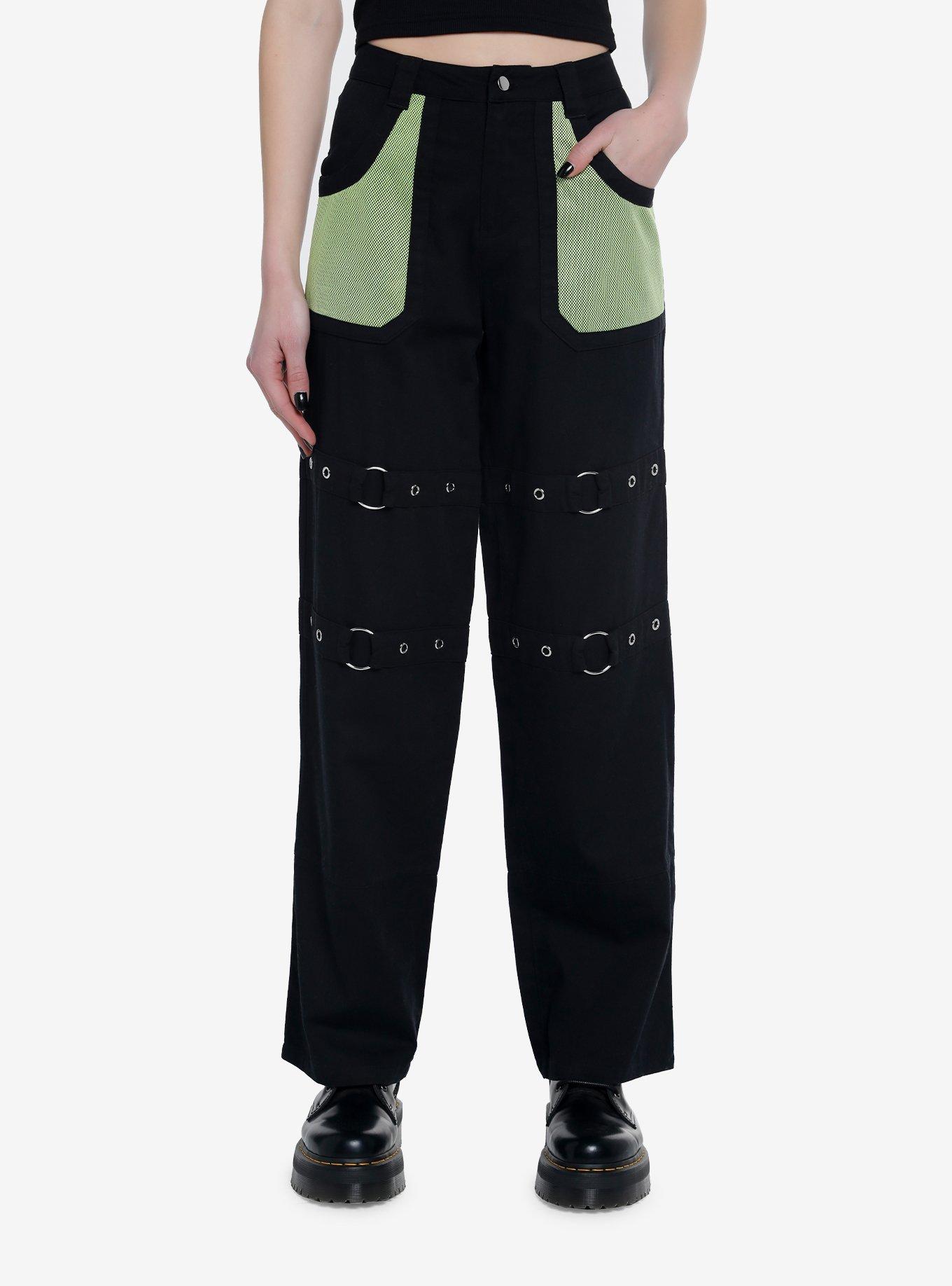 Green Mesh Grommet Carpenter Pants Hot Topic