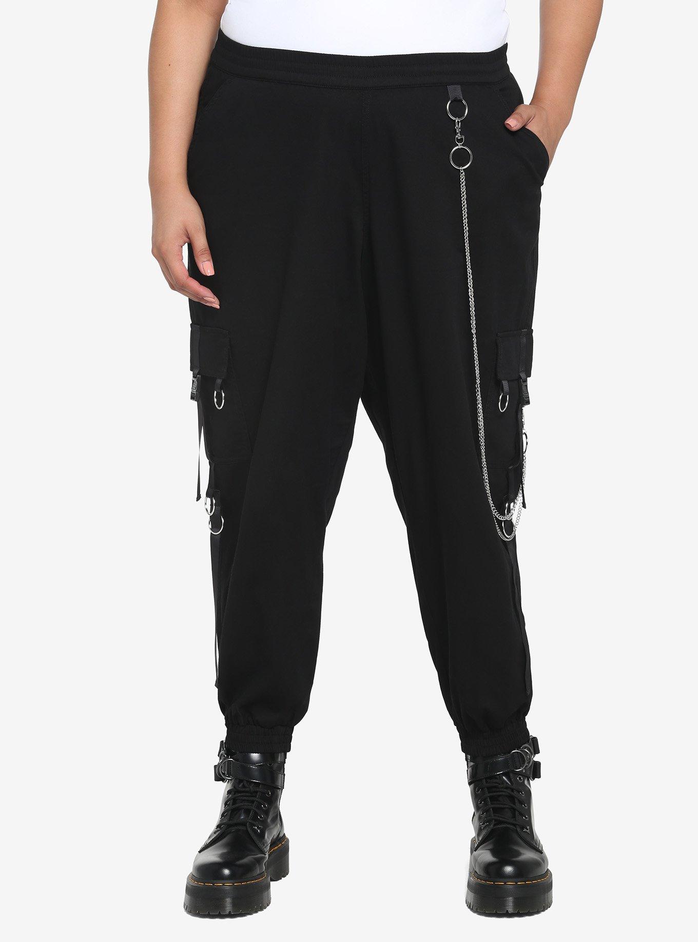 Black Chains And Tech Straps Cargo Jogger Pants Plus Size Hot Topic