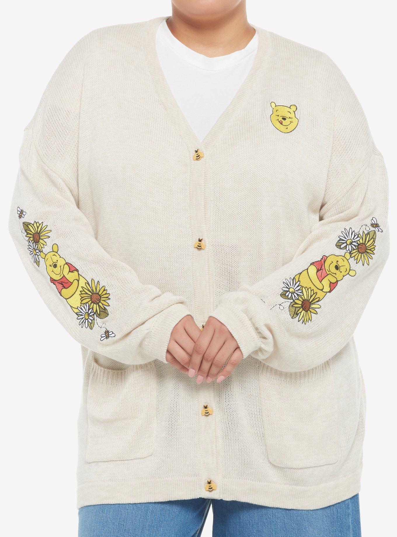 Disney Winnie The Pooh Embroidered Oversized Girls Cardigan Plus Size ...