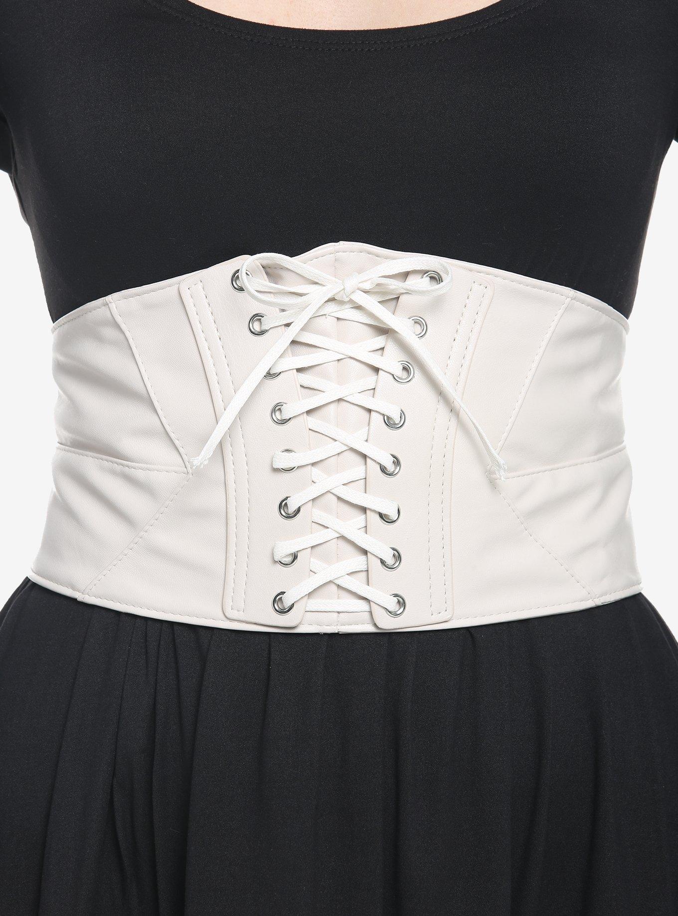Ivory Faux Leather Lace Up Corset Hot Topic