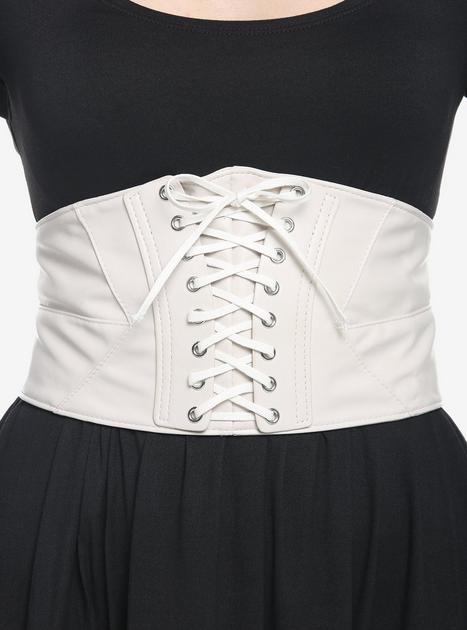 Ivory Faux Leather Lace Up Corset Hot Topic