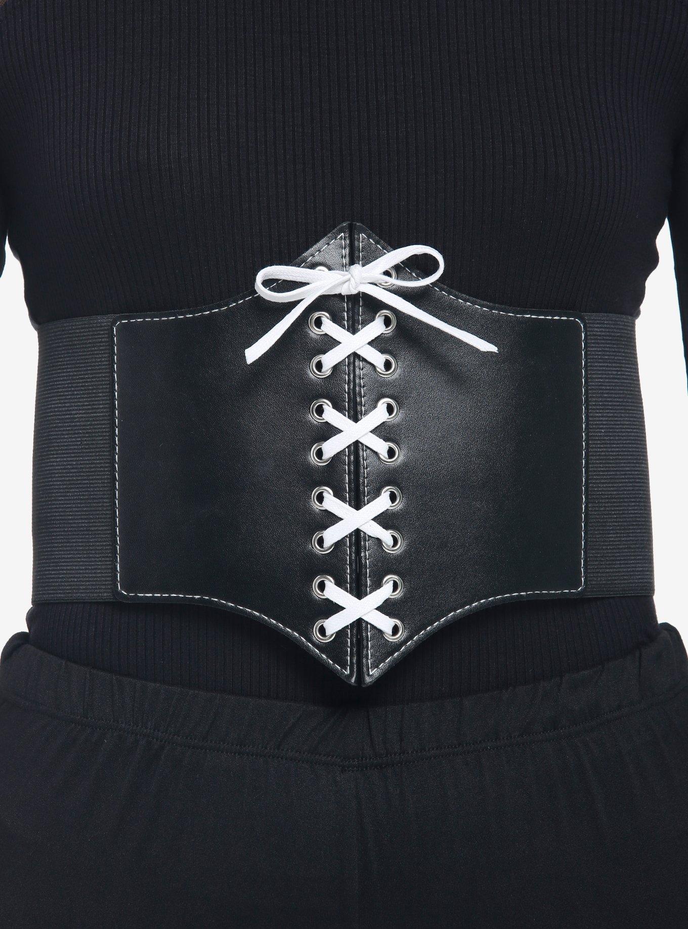 Black And White Lace Up Corset Hot Topic
