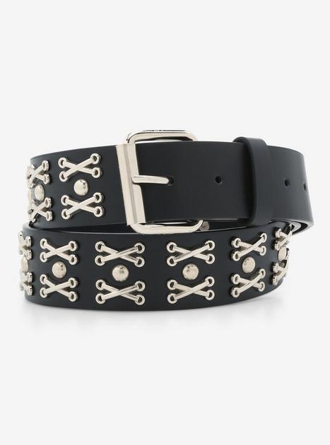 Black Crossbones Stud Belt | Hot Topic