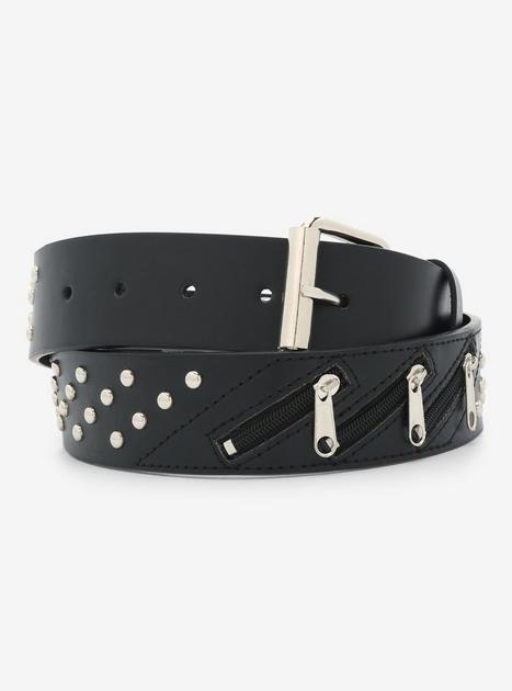 Black Zipper Stud Belt | Hot Topic