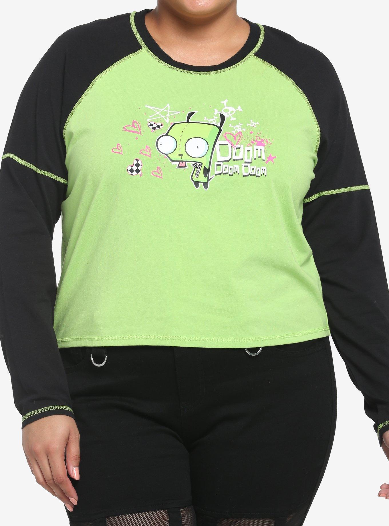 Invader Zoom GIR Contrast Stitch Girls Raglan Long-Sleeve Top Plus Size ...