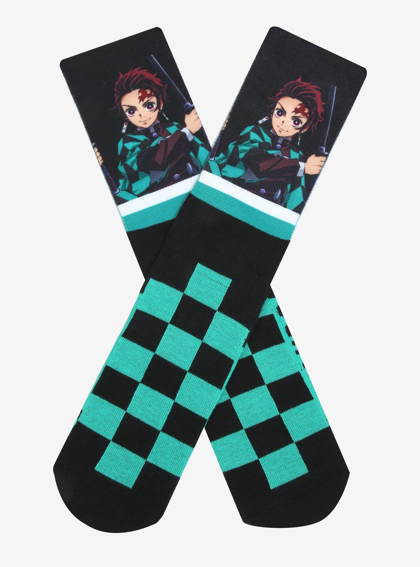 Demon Slayer: Kimetsu no Yaiba Tanjiro Kamado Portrait Crew Socks ...