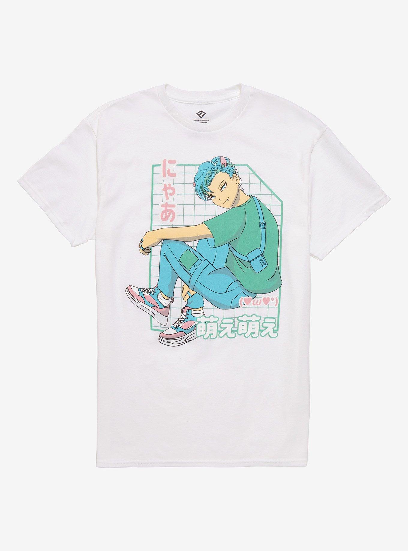 Pastel Cat Boy Grid Boyfriend Fit Girls T-Shirt | Hot Topic