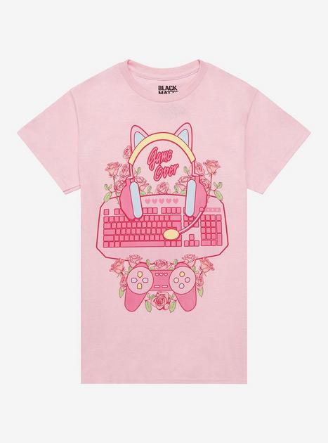 Pastel Pink Game Over Boyfriend Fit Girls T-Shirt | Hot Topic