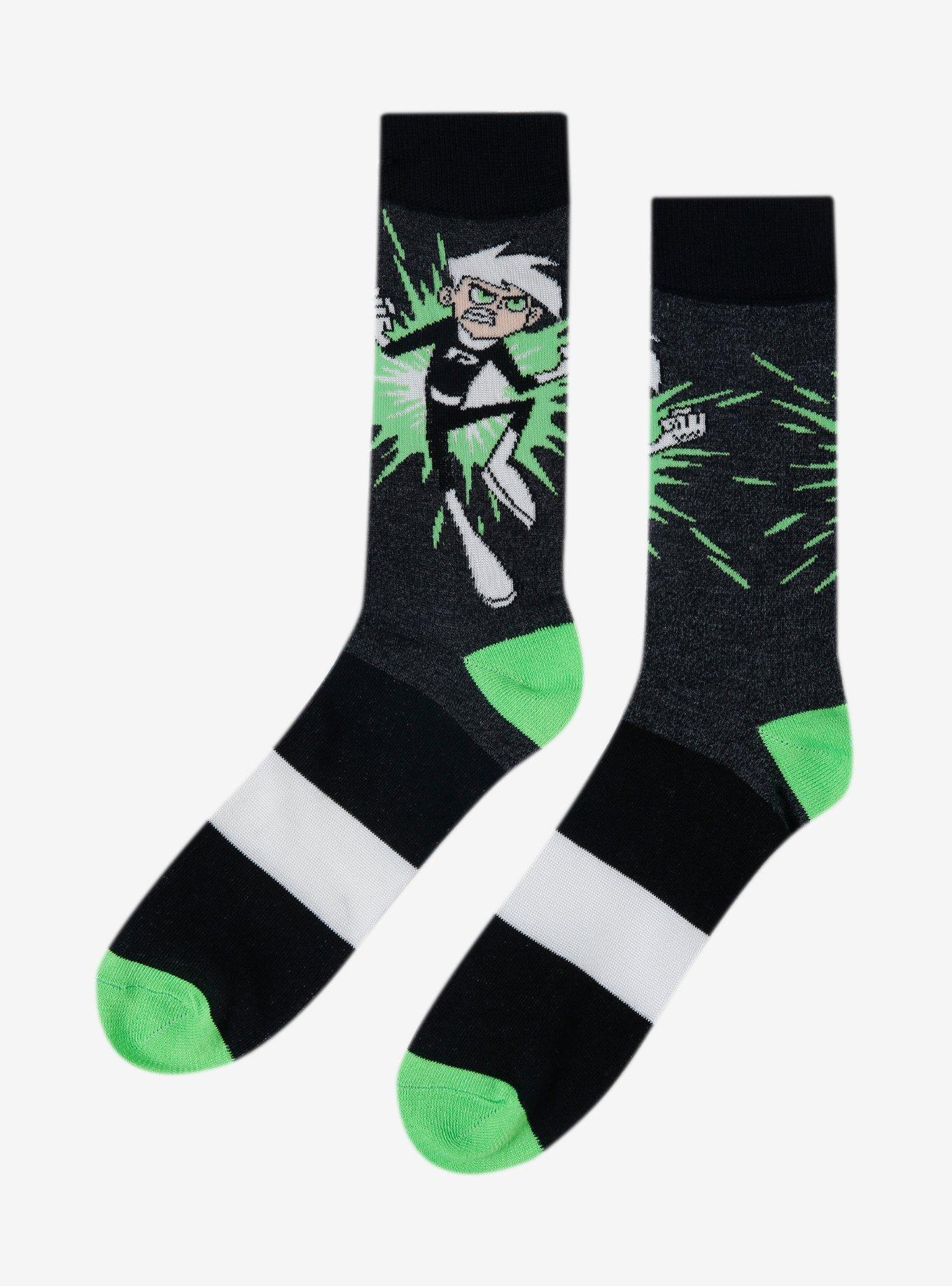 Danny Phantom Ghost Stripe Crew Socks | Hot Topic