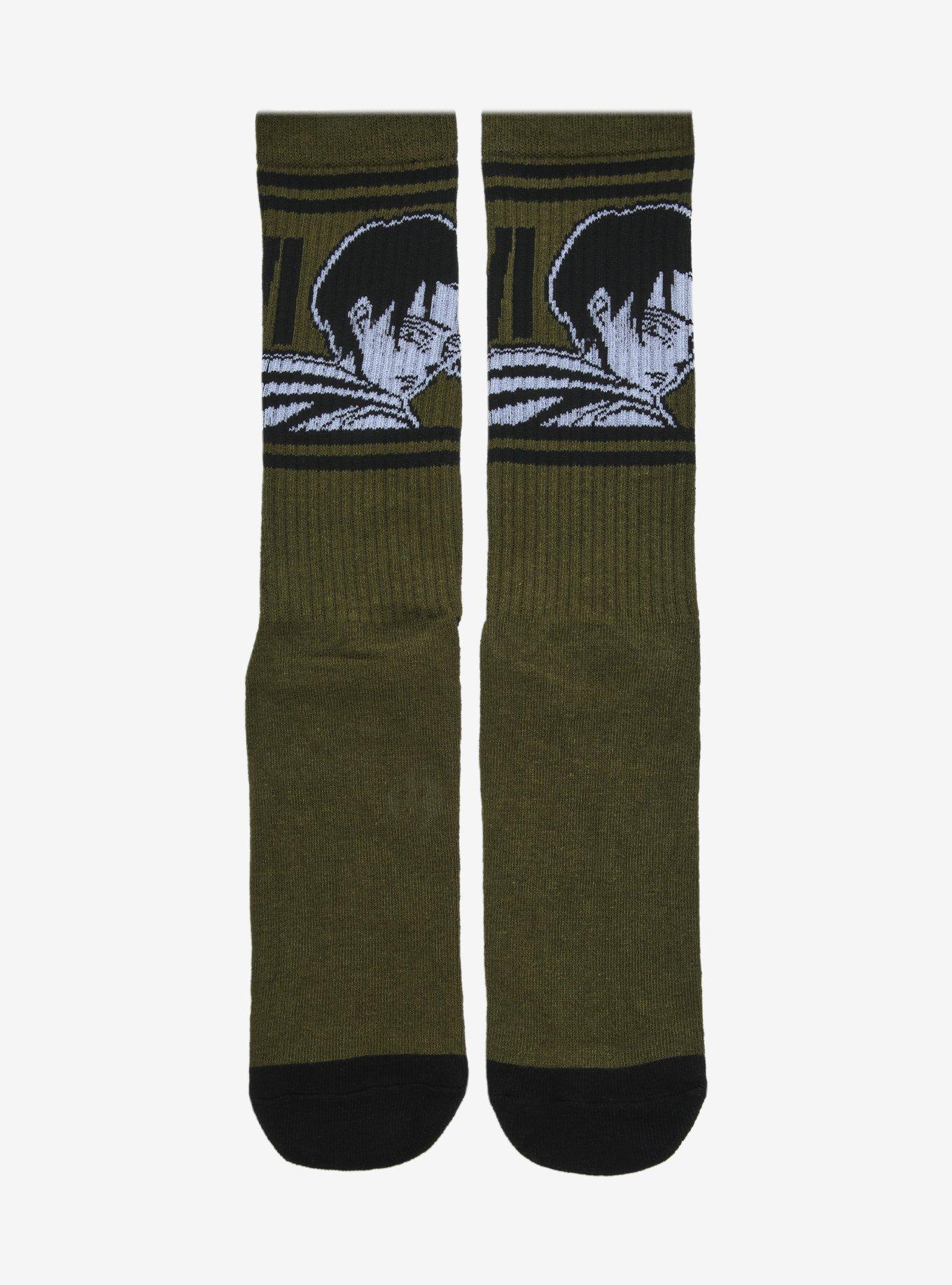 Attack On Titan Levi Dark Green Crew Socks | Hot Topic