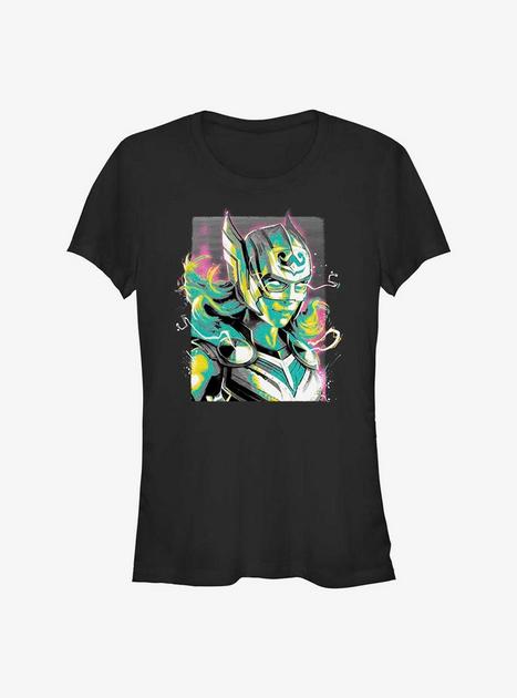 Marvel Thor: Love and Thunder Female Thor Pastel Girls T-Shirt - BLACK ...