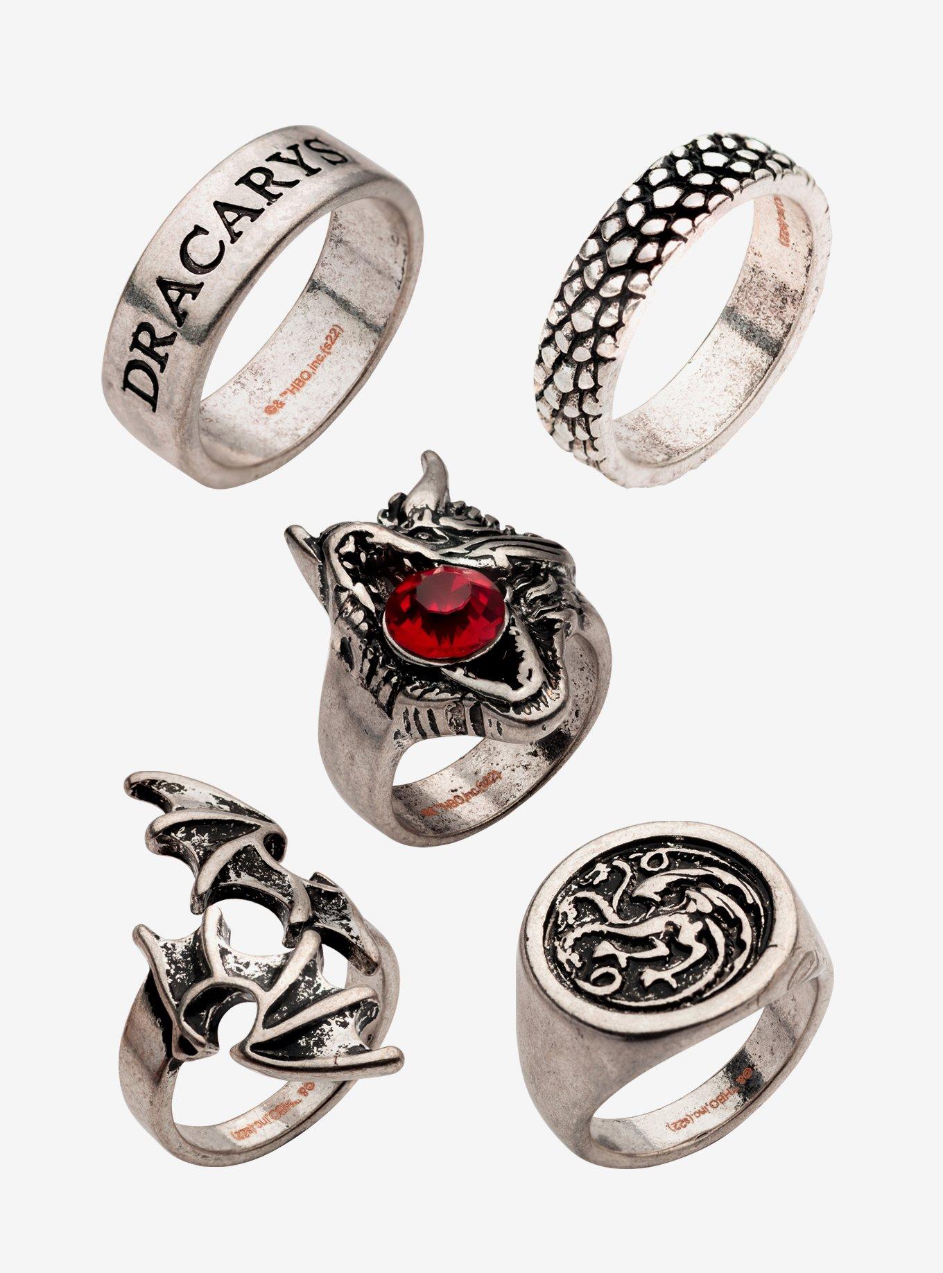 House Of The Dragon Crystal Dragon Ring Set | Hot Topic