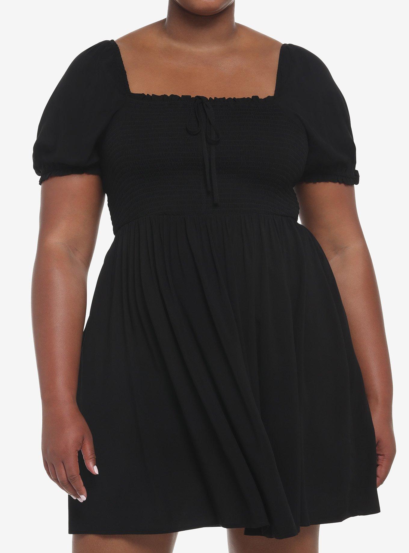 Black Smocked Mini Dress Plus Size | Her Universe