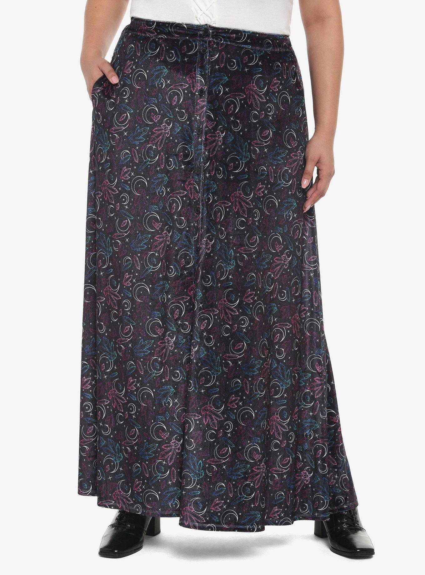 Mystic Crystals Velvet Maxi Skirt Plus Size | Hot Topic