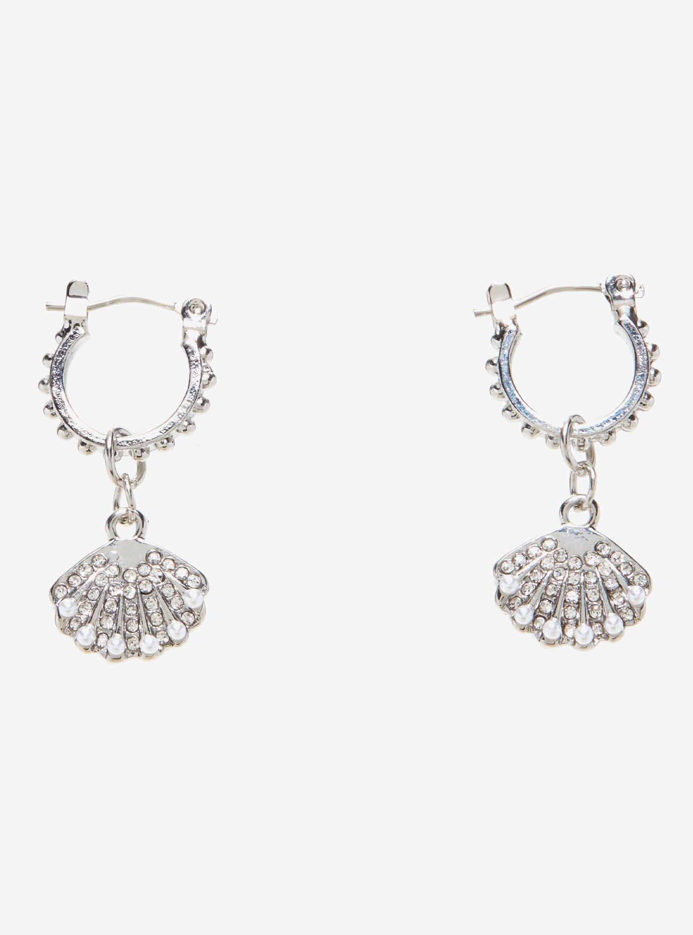 Disney The Little Mermaid Shell Bejeweled Mini Hoops | Hot Topic