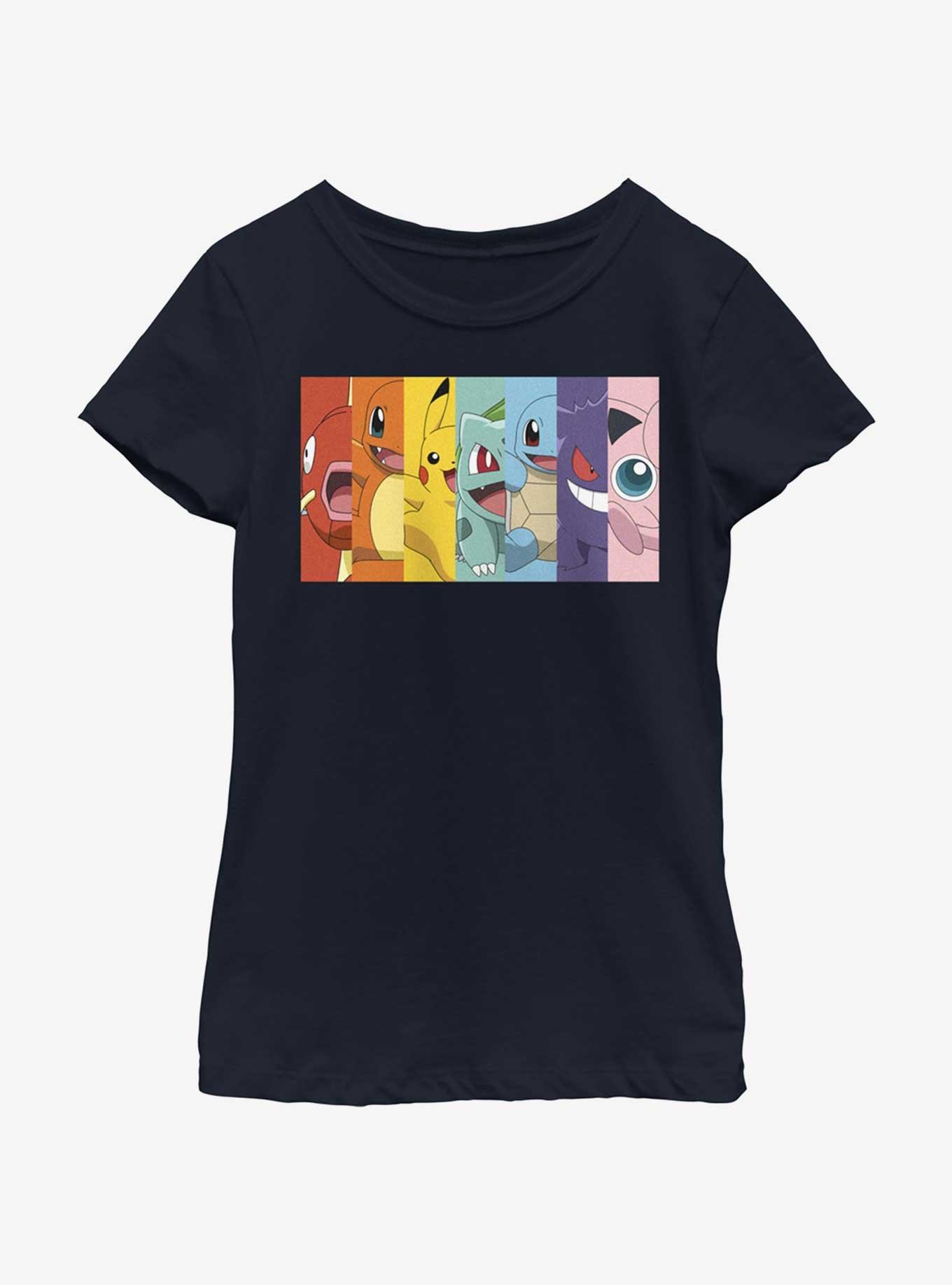 Pokémon Poke Rainbow Youth Girls T-Shirt - BLACK | BoxLunch