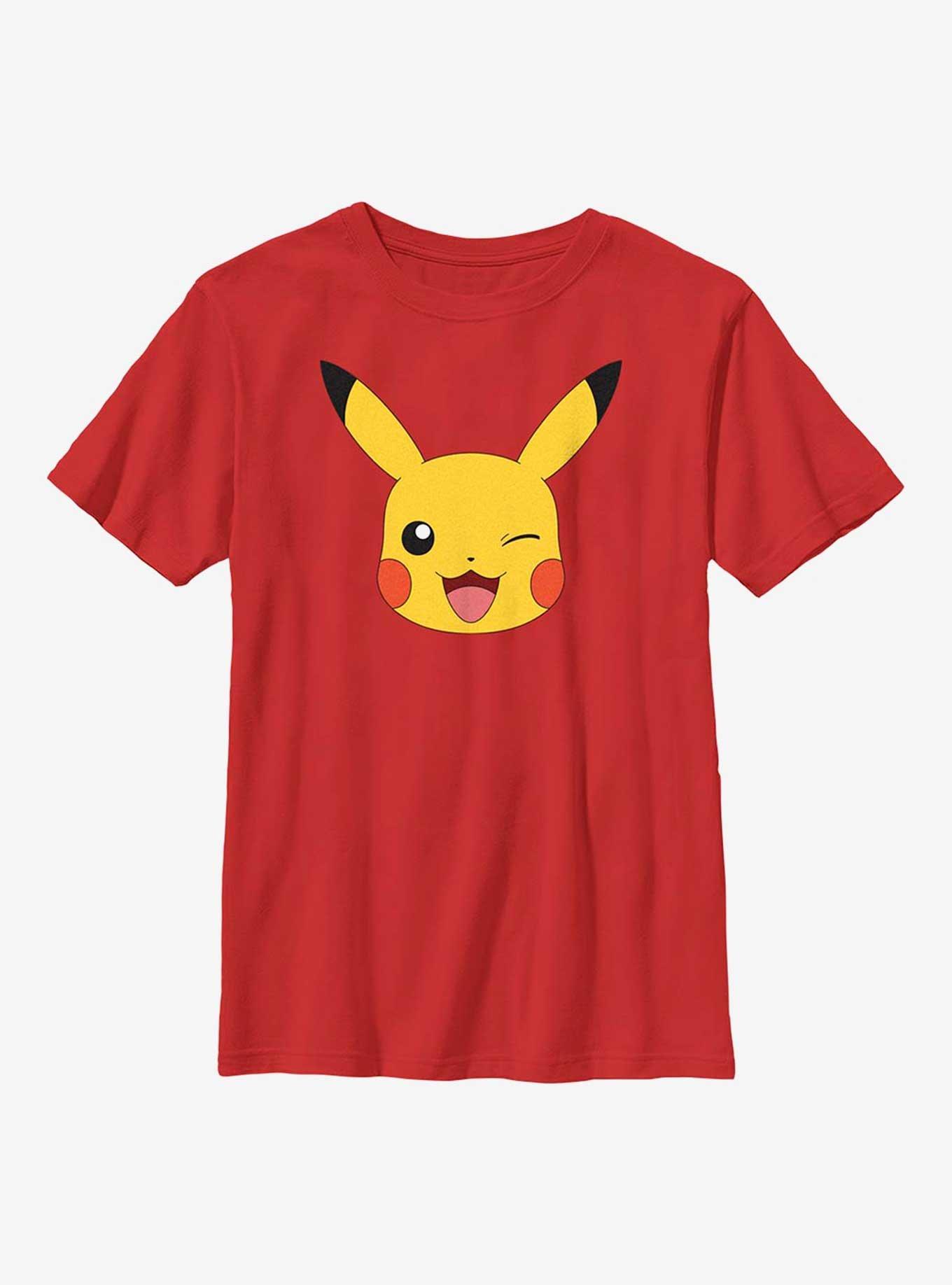 Pokémon Pikachu Big Face Youth T-Shirt - RED | BoxLunch