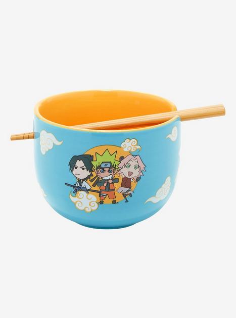 Naruto Shippuden Chibi Ninjas Sketch Art Ramen Bowl with Chopsticks ...