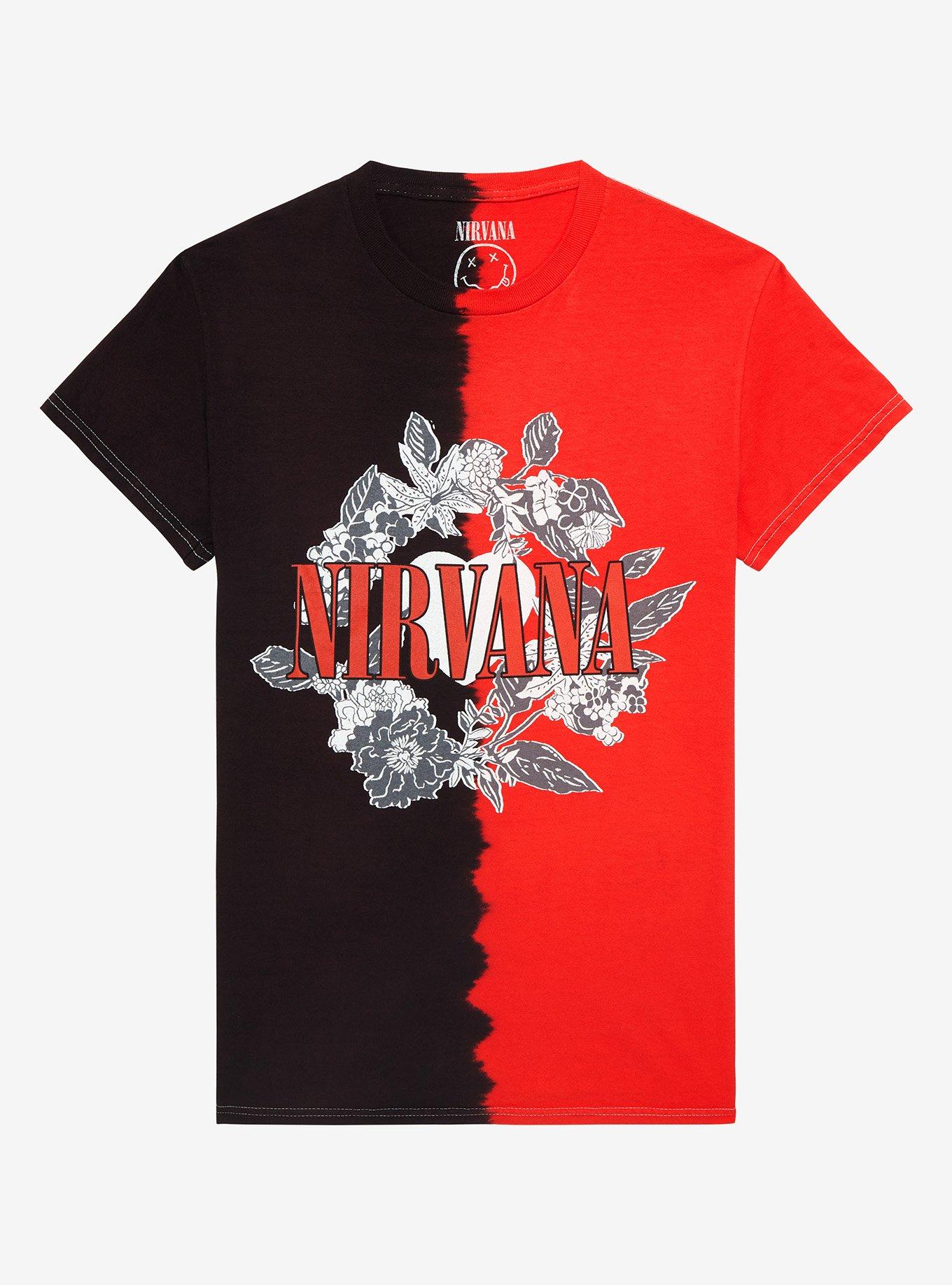 Nirvana Heart & Flowers Split-Dye Boyfriend Fit Girls T-Shirt | Hot Topic