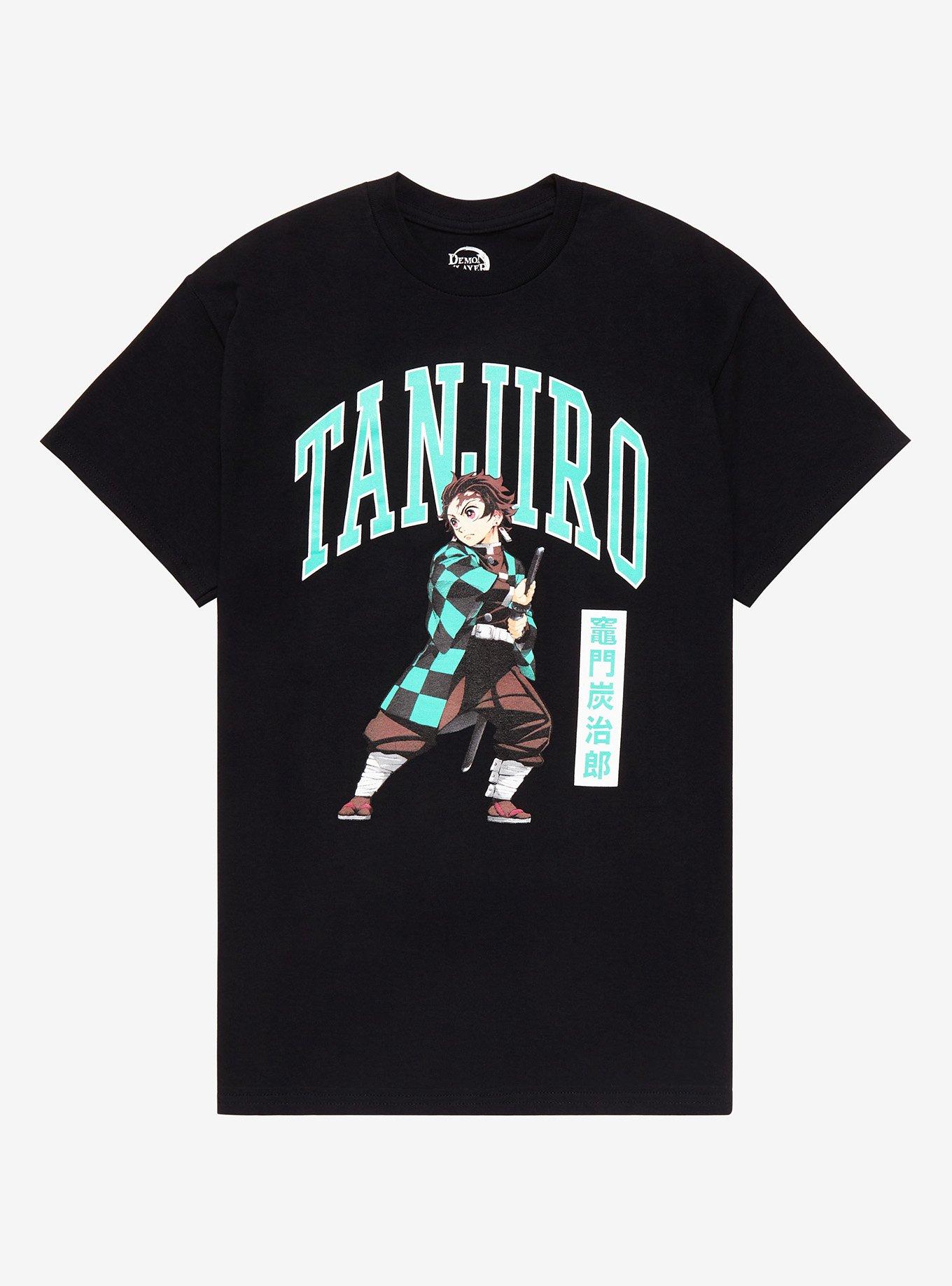 Demon Slayer: Kimetsu No Yaiba Tanjiro Varsity Boyfriend Fit Girls T ...