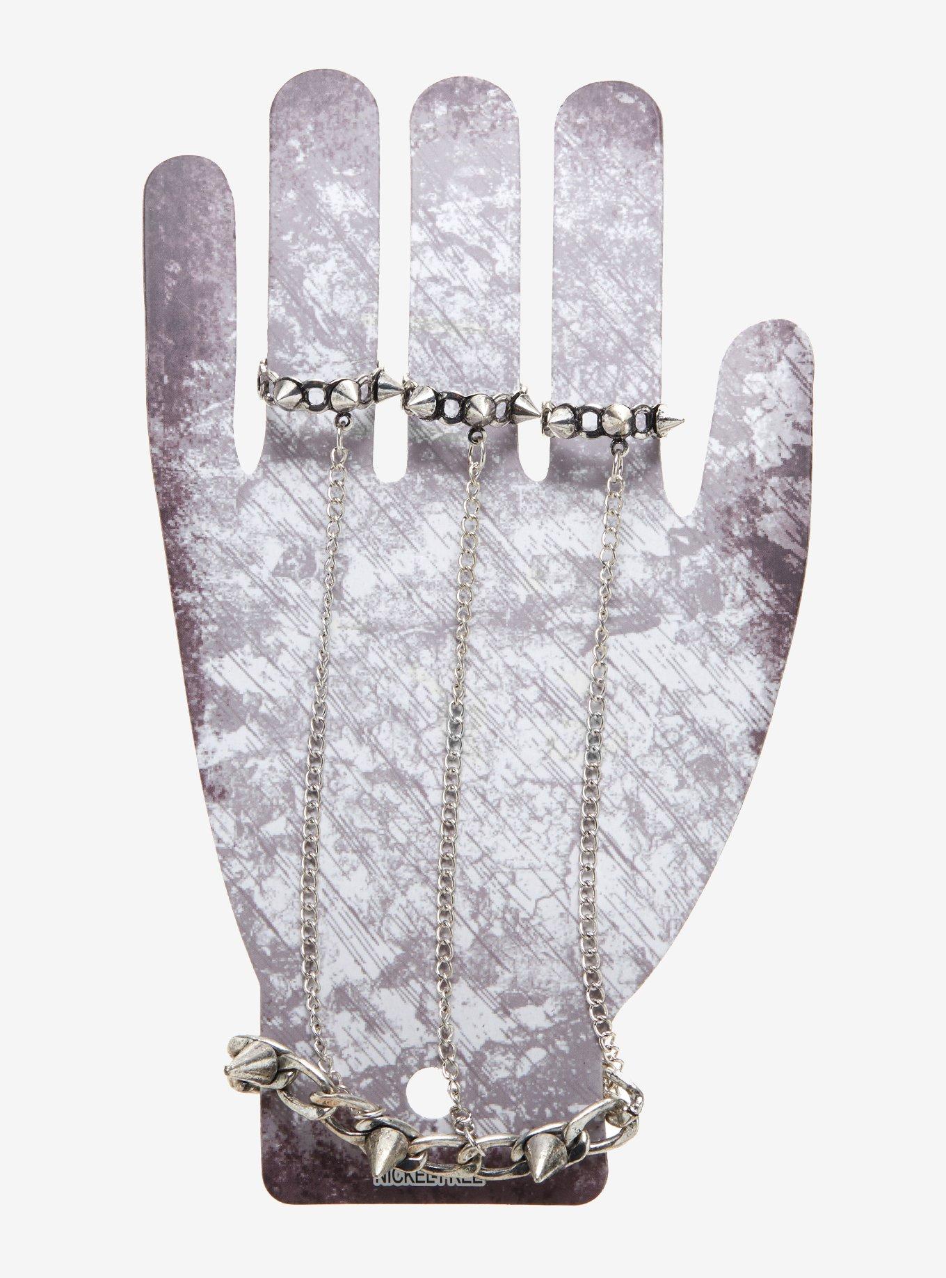 Spiked 3-Finger Hand Ring Bracelet | Hot Topic