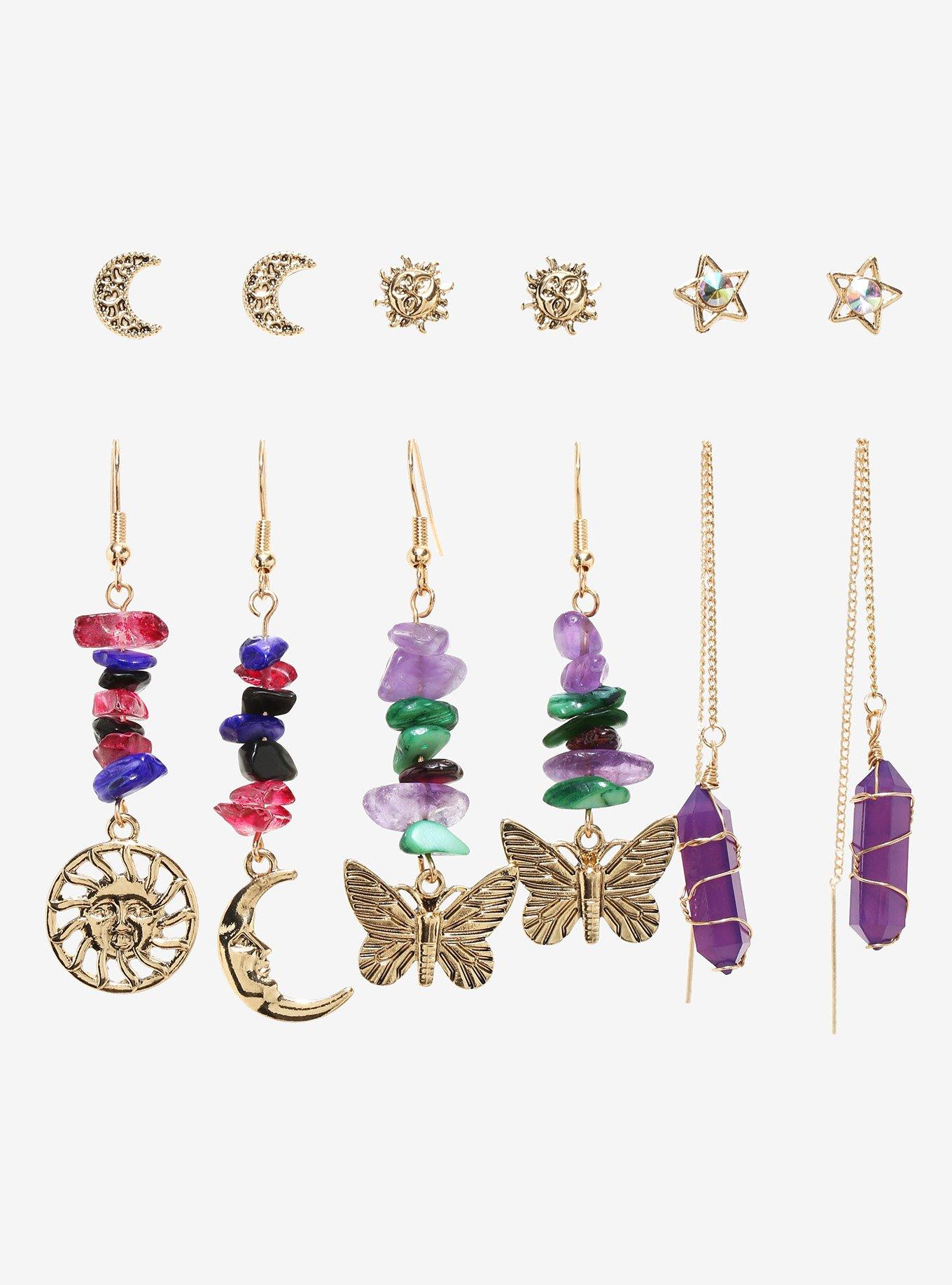 Colorful Stones Celestial Earring Set | Hot Topic