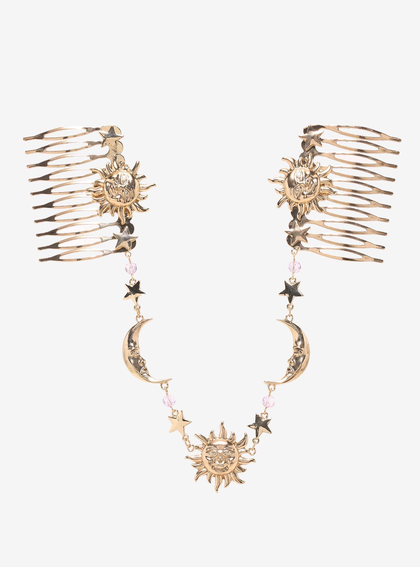 Sun & Moon Chain Hair Comb Set | Hot Topic