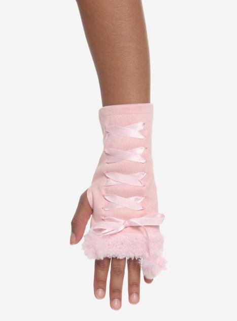 Pink Cat Paw Lace Up Arm Warmers Hot Topic