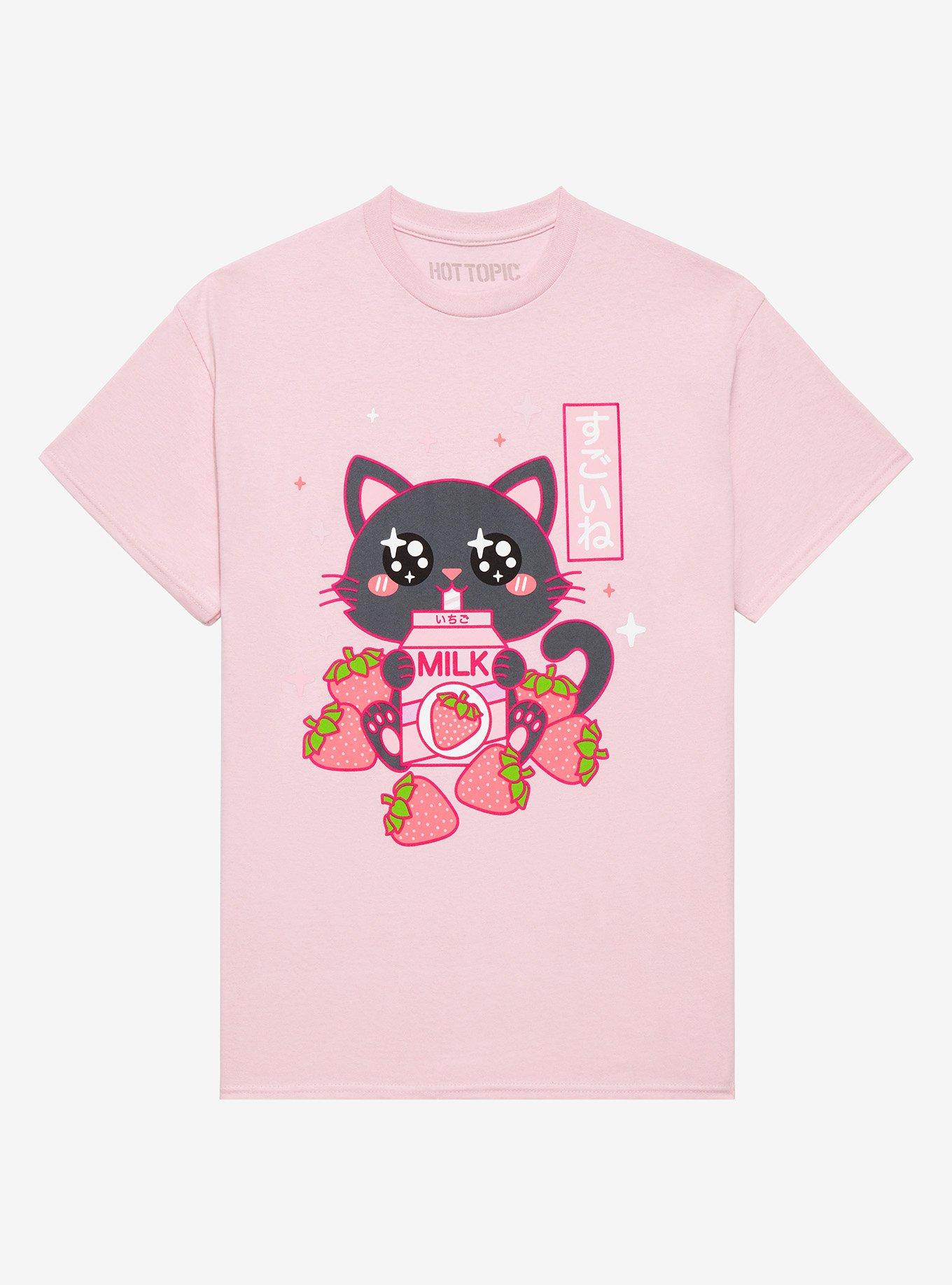 Strawberry Milk Black Cat T-Shirt | Hot Topic