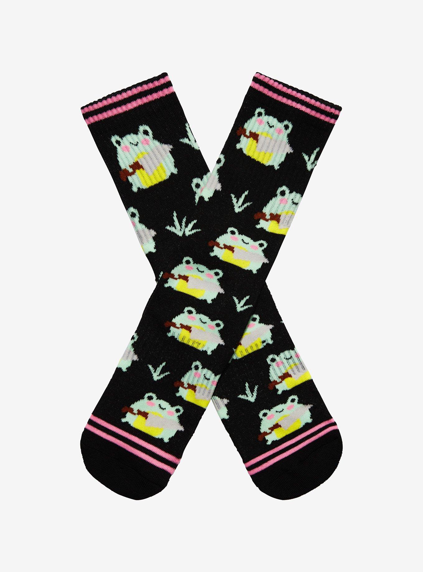 Frog Knife Pink Stripe Crew Socks | Hot Topic