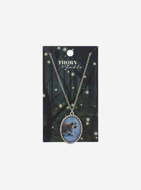 Raccoon Oval Ornate Pendant Necklace | Hot Topic