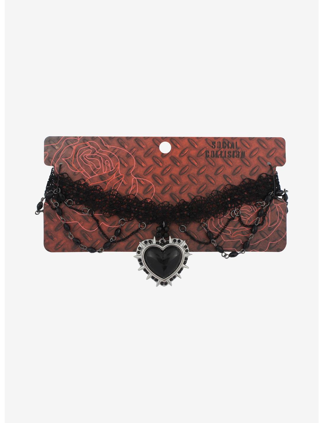 Spiked Heart Lace Choker | Hot Topic Spiked Heart Lace Choker | Hot Topic