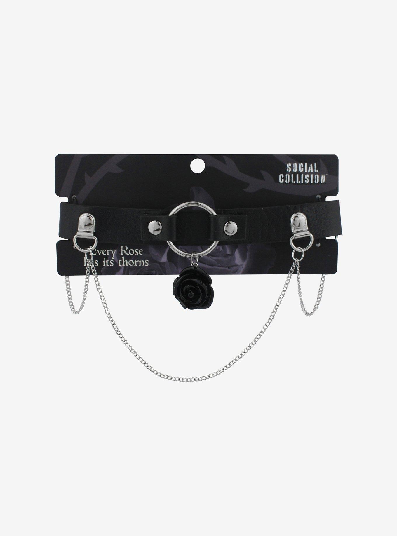 Black Rose O Ring Chain Choker Hot Topic