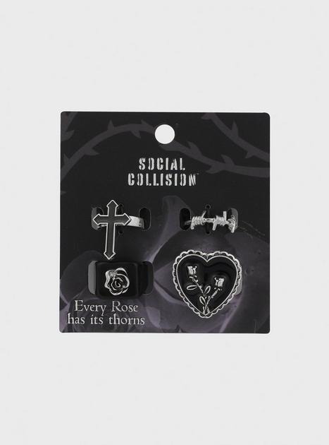 Gothic Heart Rose Ring Set | Hot Topic