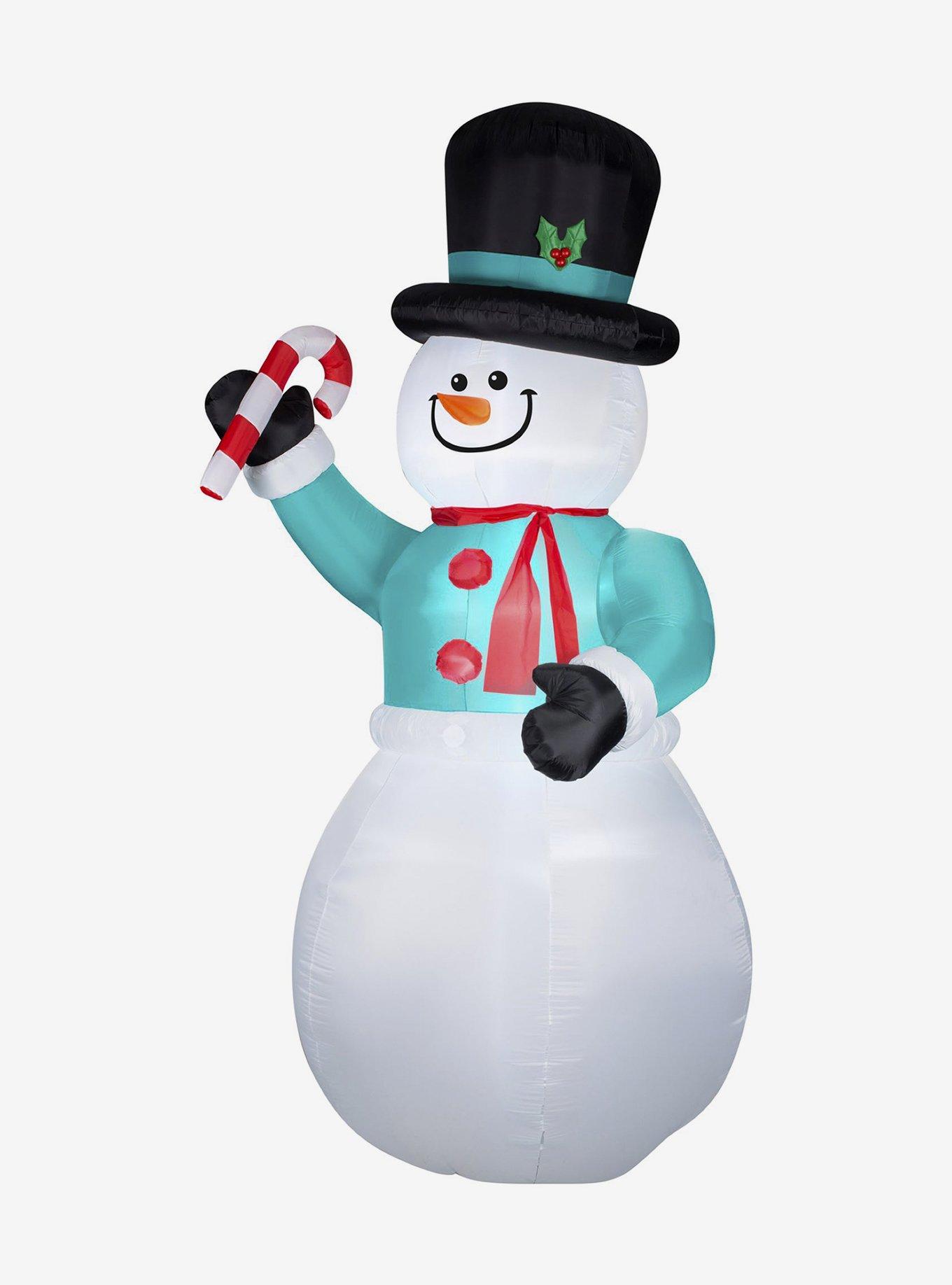 Airblown Snowman With Candy Cane Giant | Hot Topic