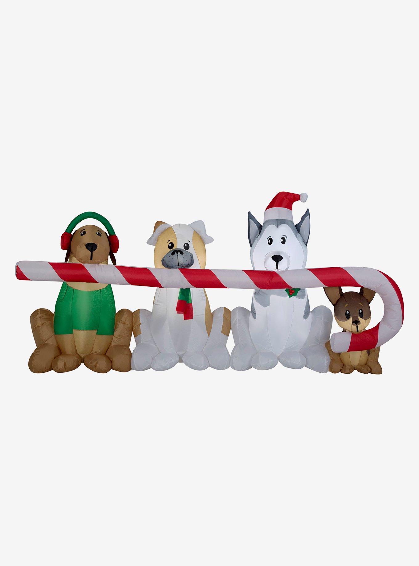 Airblown Puppies Sharing A Big Candy Cane Scene | BoxLunch