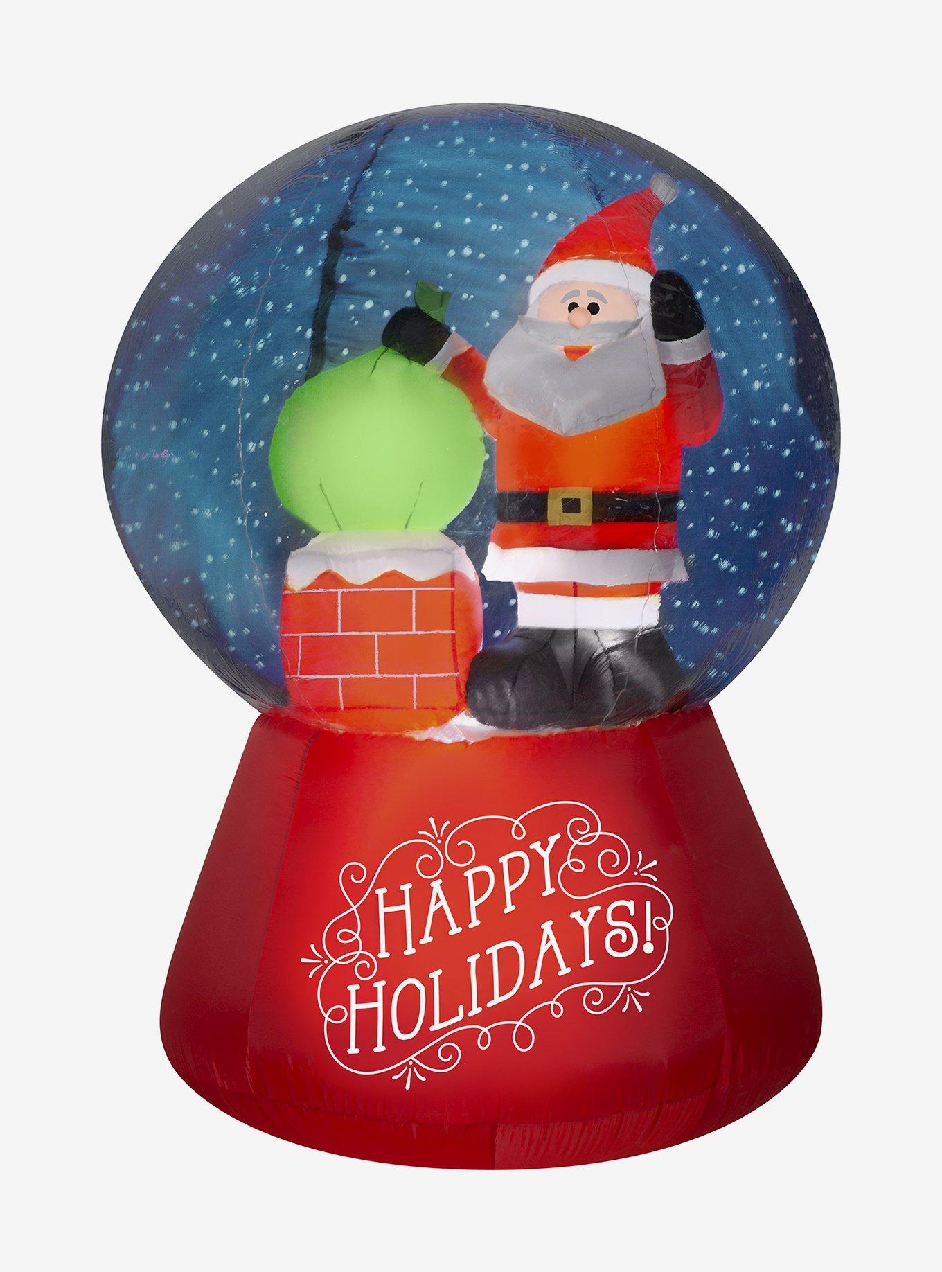 Projection Airblown Snowflurry Snow Globe Santa On The Rooftop Scene ...