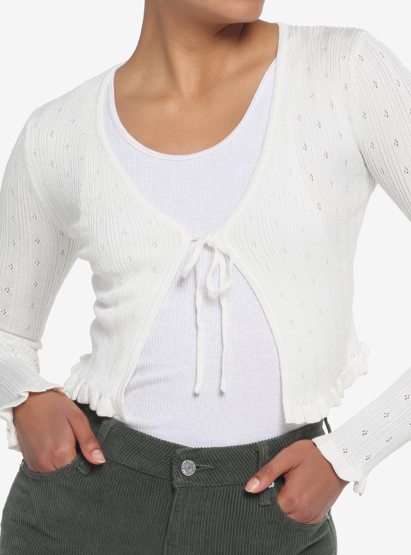 Ivory Crop Tie-Front Cardigan | Her Universe