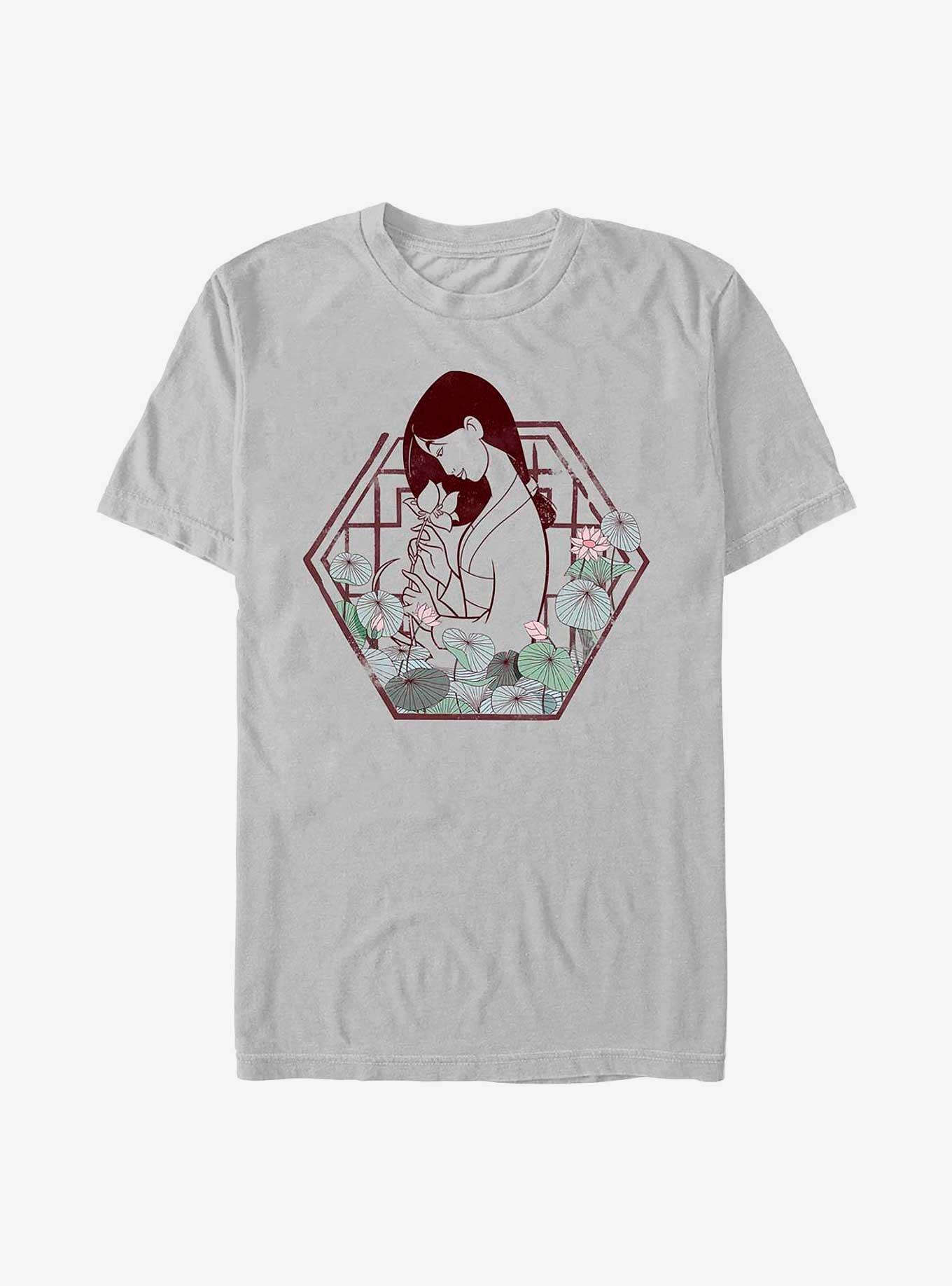 Disney Mulan Mulan Lotus T-Shirt - SILVER | BoxLunch